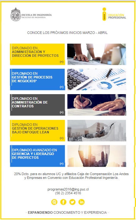 Conoce los próximos inicios de los Diplomados de Ingeniería UC - Ingeniería UC Educación Profesional